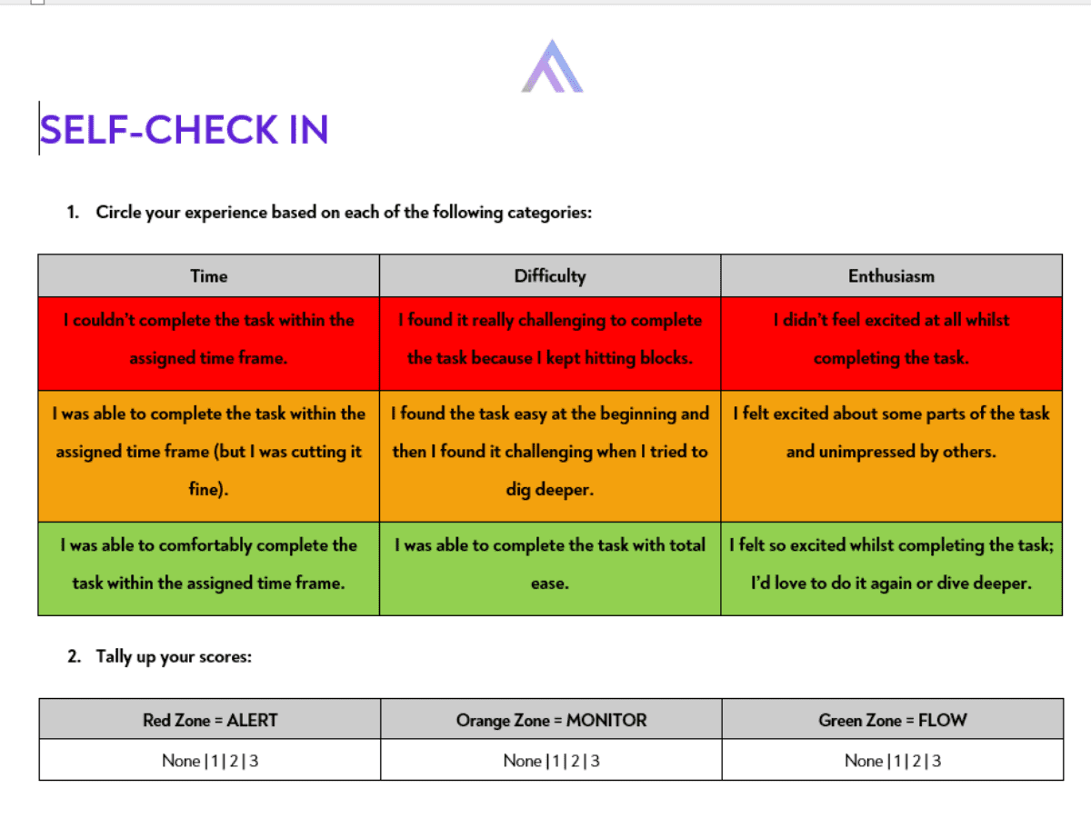 Self Check-In Template - Future Anything